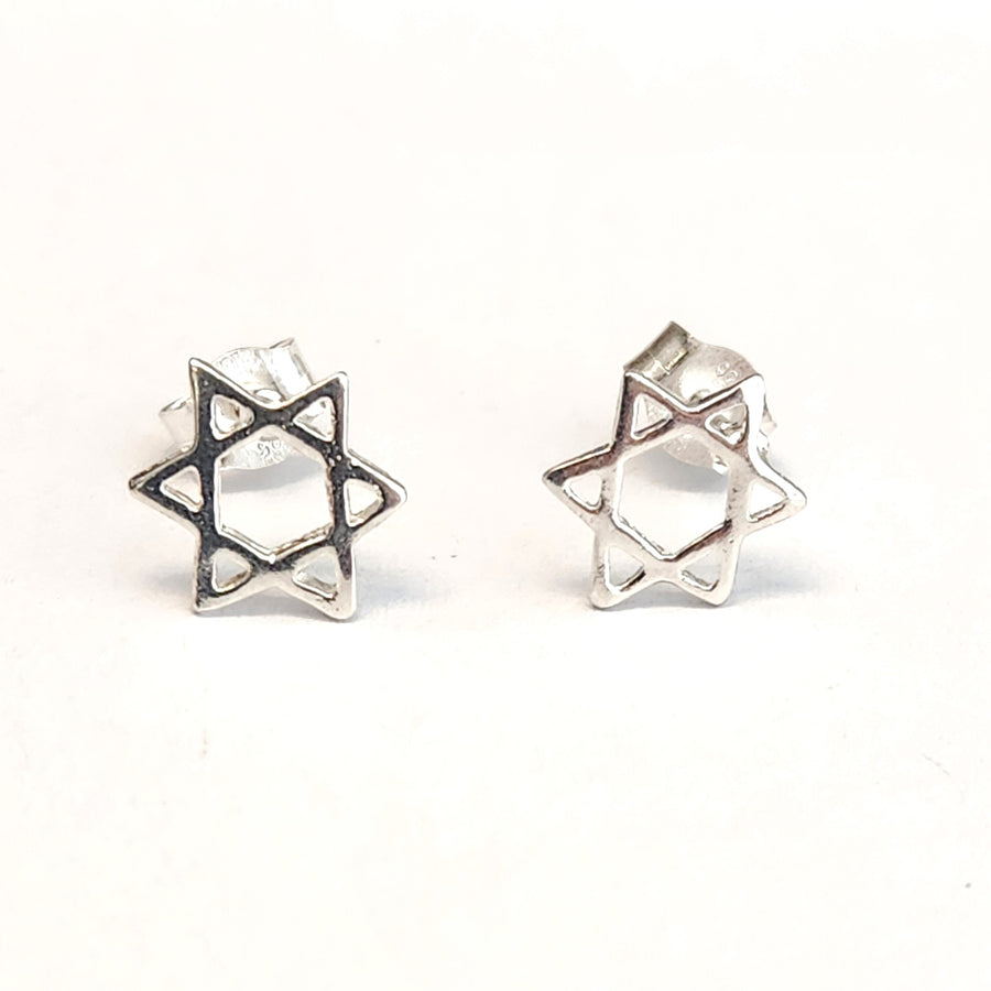 Sterling Silver Jewish Star of David Stud Earrings - JewelryJudaica