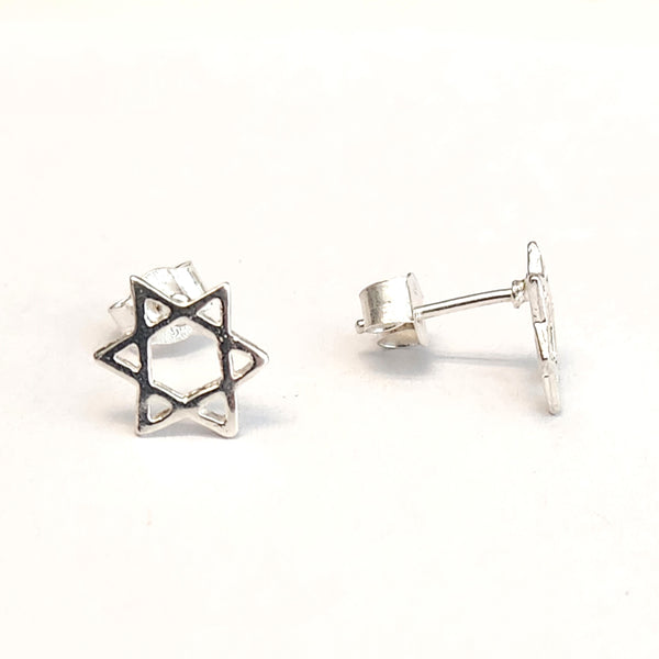 Sterling Silver Jewish Star of David Stud Earrings - JewelryJudaica
