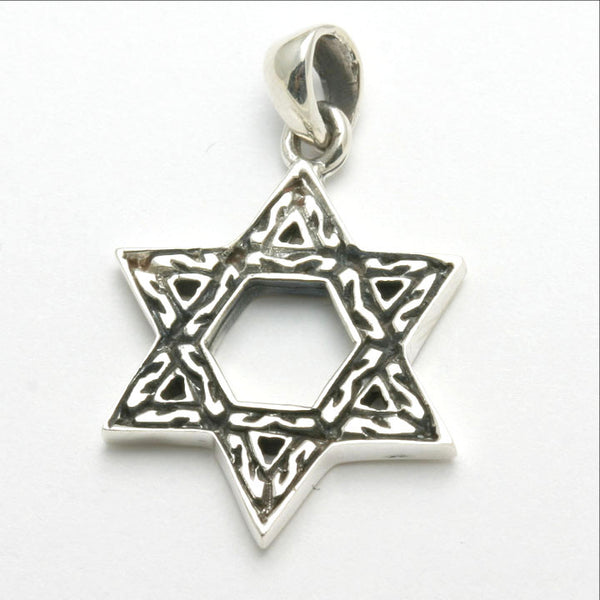 Sterling Silver Jewish Star of David Pendant Filigree Oxidized ...