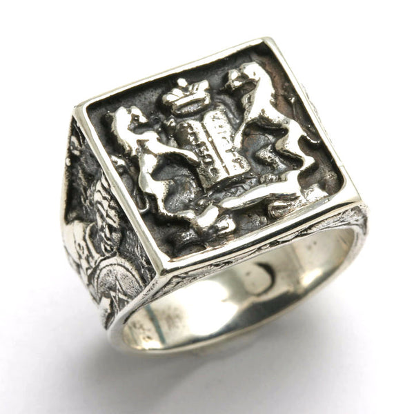 Sterling Silver 10 Commandments Lion Signet Ring Oxidized Judaica ...