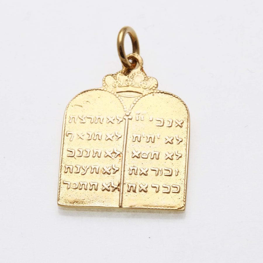 14k yellow gold 10 commandments Large pendant - JewelryJudaica